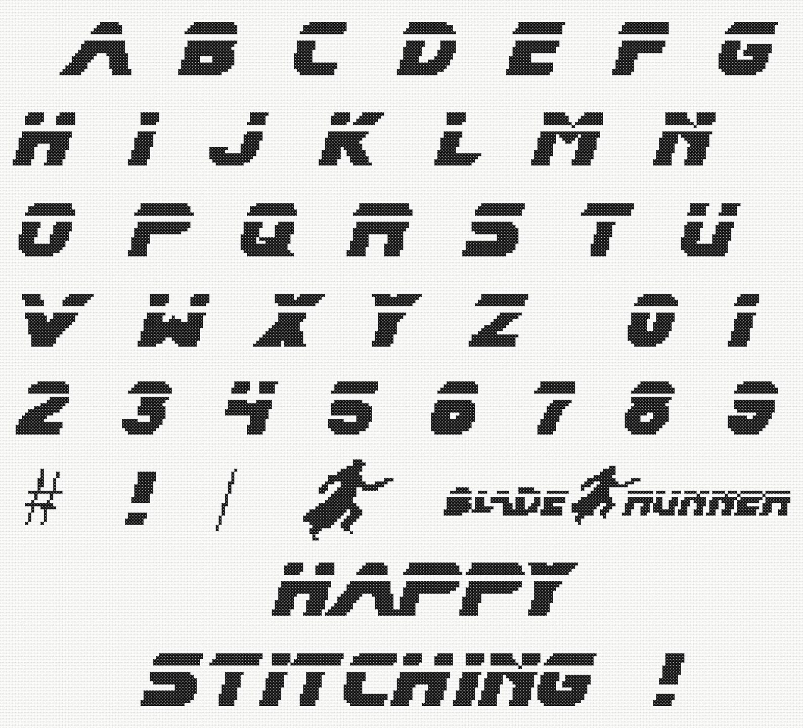 Techno Cross Stitch Alphabets • Script Cross Stitch Fonts • Cross ...