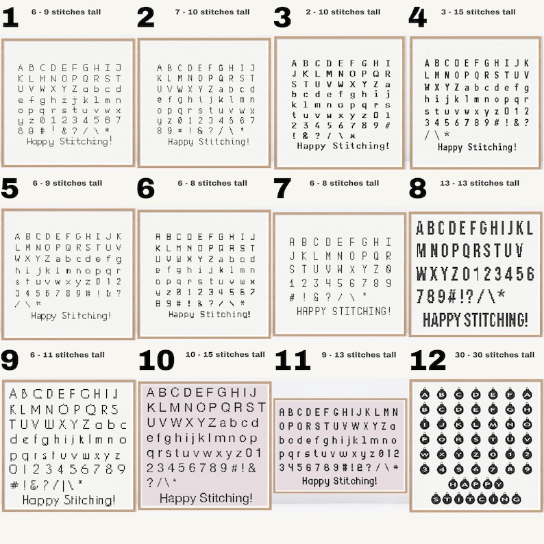 Set of 95 Cross Stitch Alphabets • Tiny and Medium Fonts • Cross Stitch ...