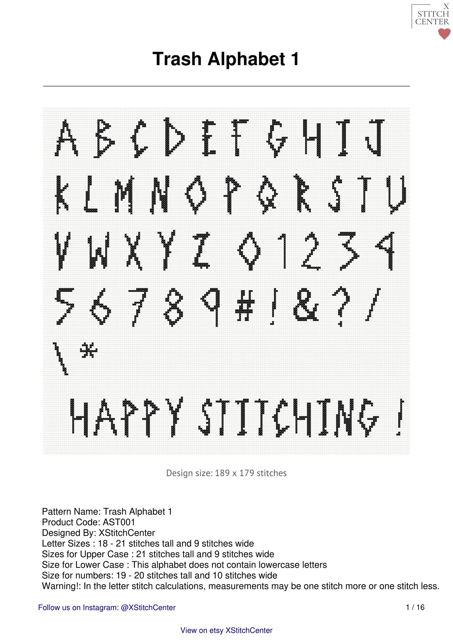 Script Trash Cross Stitch Alphabets • Script Cross Stitch Fonts • Cross ...