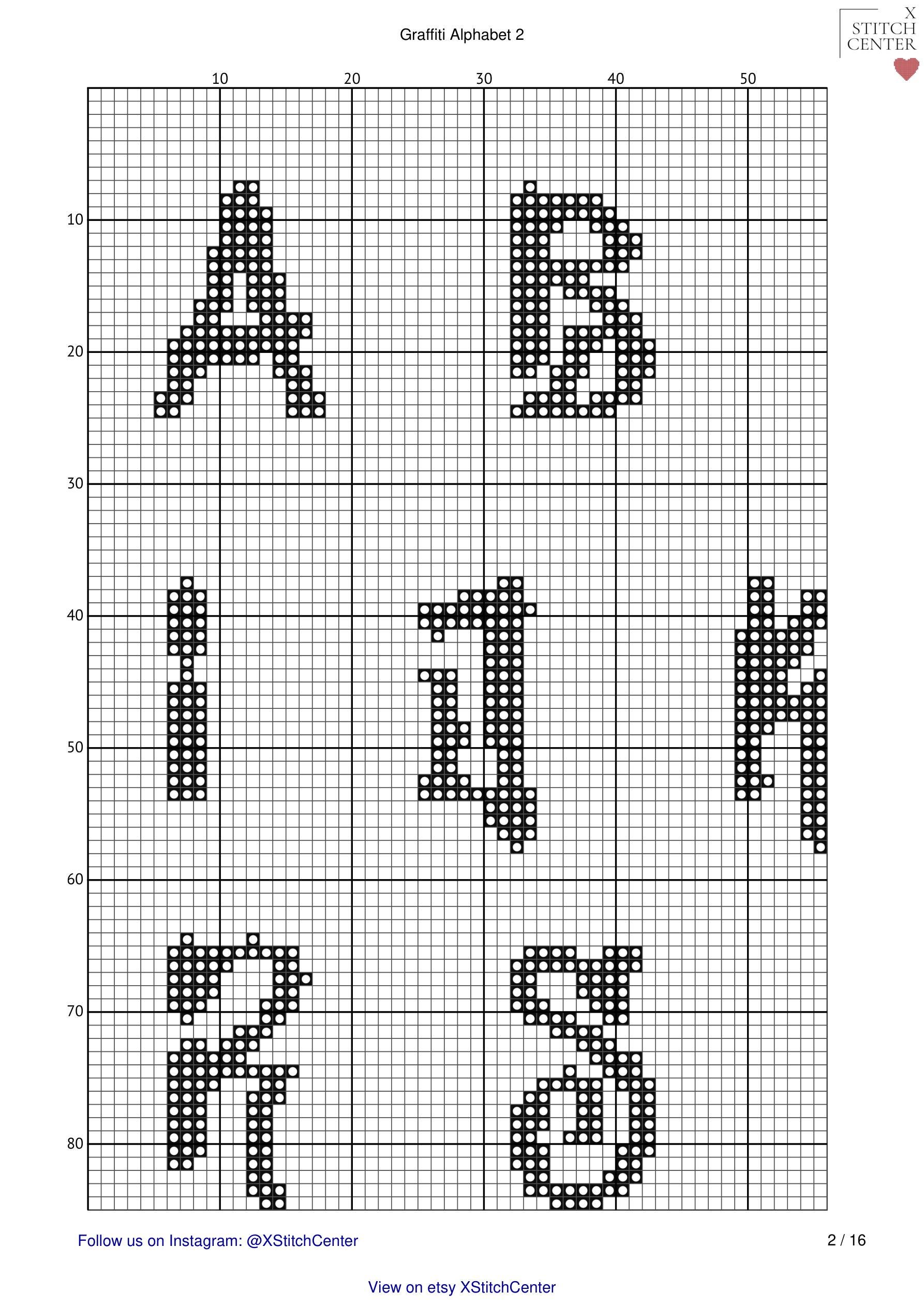 Graffiti Cross Stitch Alphabets • Script Cross Stitch Fonts • Cross ...