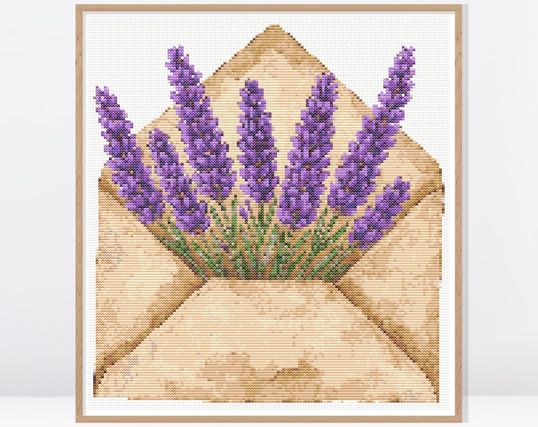 Lavender in Envelope Cross Stitch Pattern • Modern Cross Stitch Pattern ...