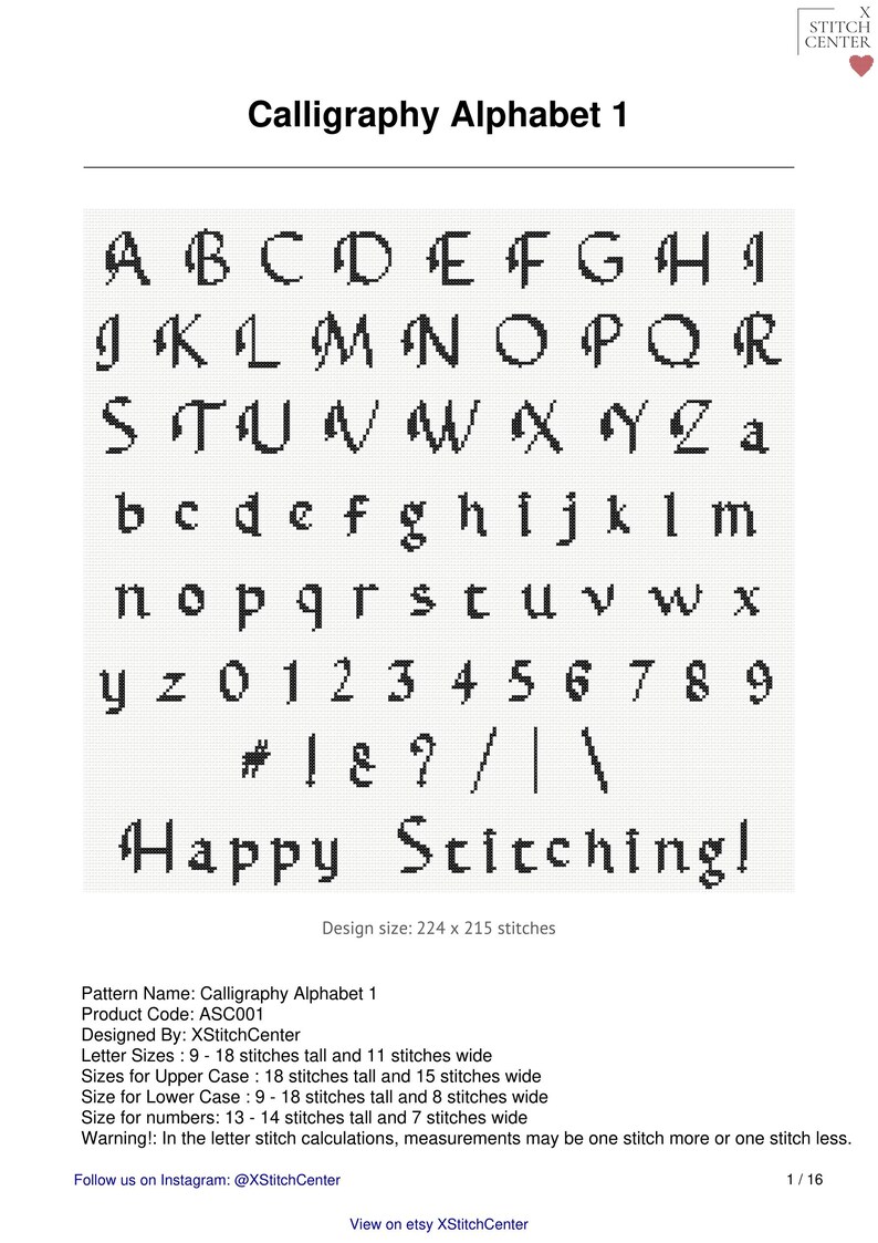 Calligraphy Cross Stitch Alphabets • Script Cross Stitch Fonts • Cross ...