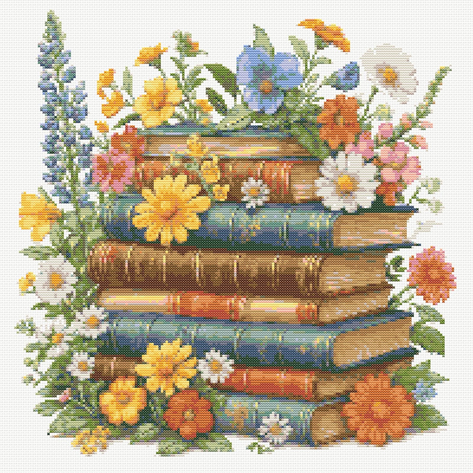 Wildflowers Books Cross Stitch Pattern • Vintage Cross Stitch Pattern ...