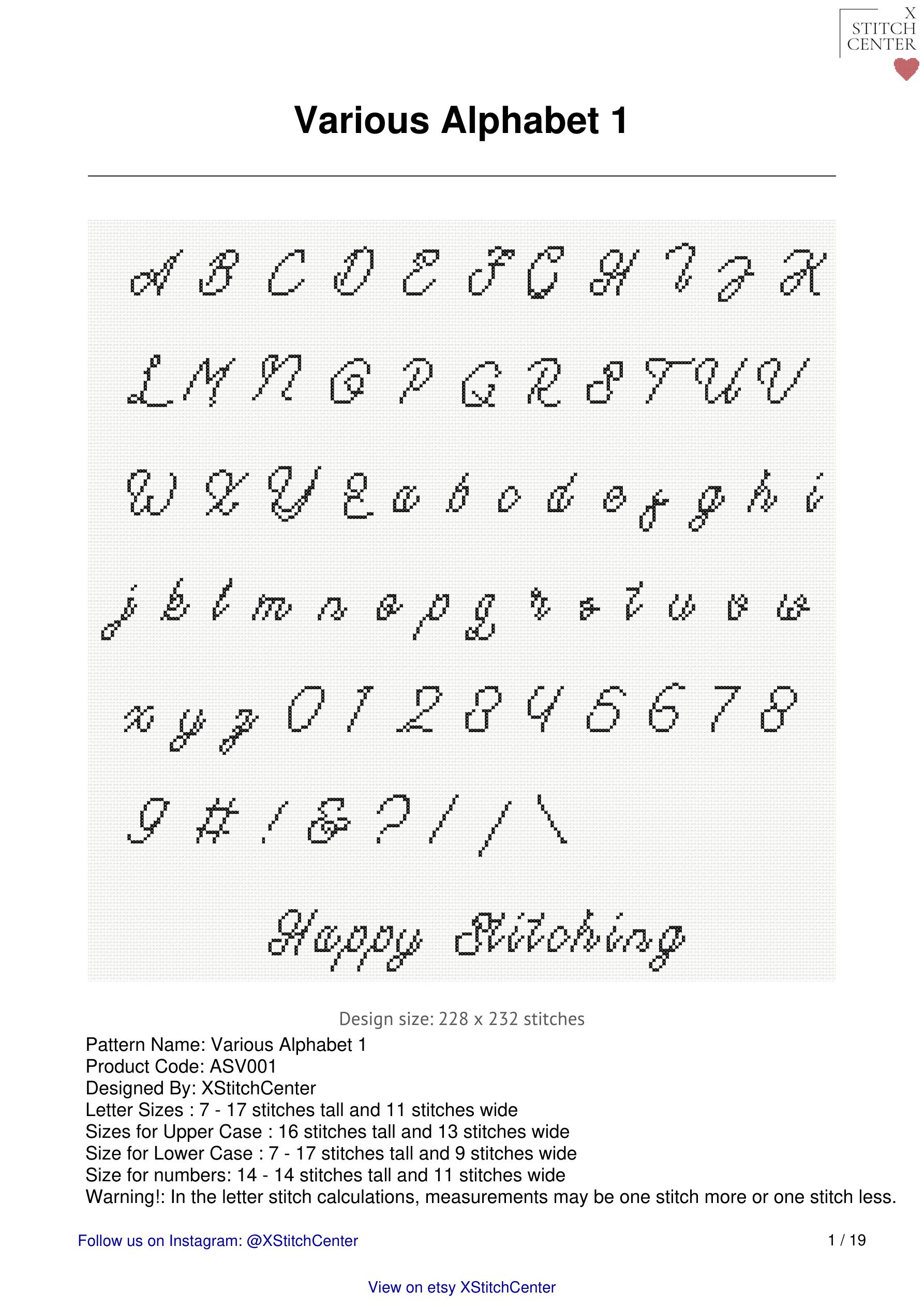 Script Cross Stitch Alphabets • Script Cross Stitch Fonts • Cross ...