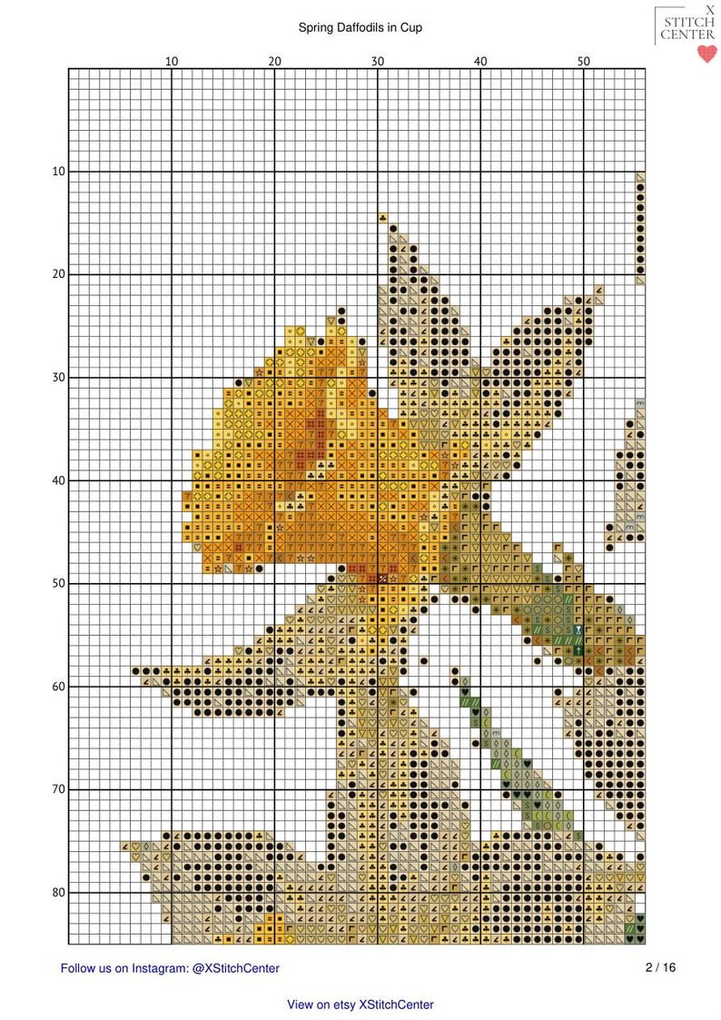 Spring Daffodils in Cup Cross Stitch Pattern • Modern Cross Stitch ...