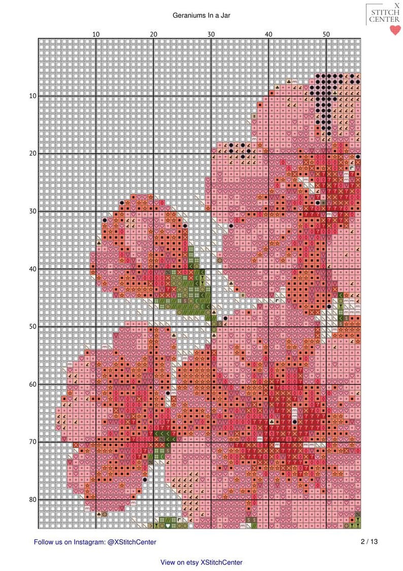 Geraniums in Jar Cross Stitch Pattern • Wildflowers Cross Stitch ...