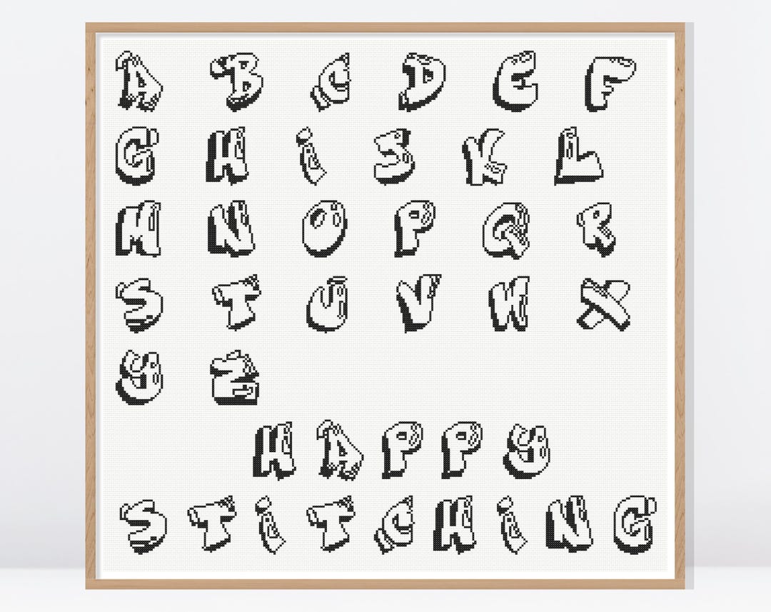 Graffiti Cross Stitch Alphabets • Script Cross Stitch Fonts • Cross ...