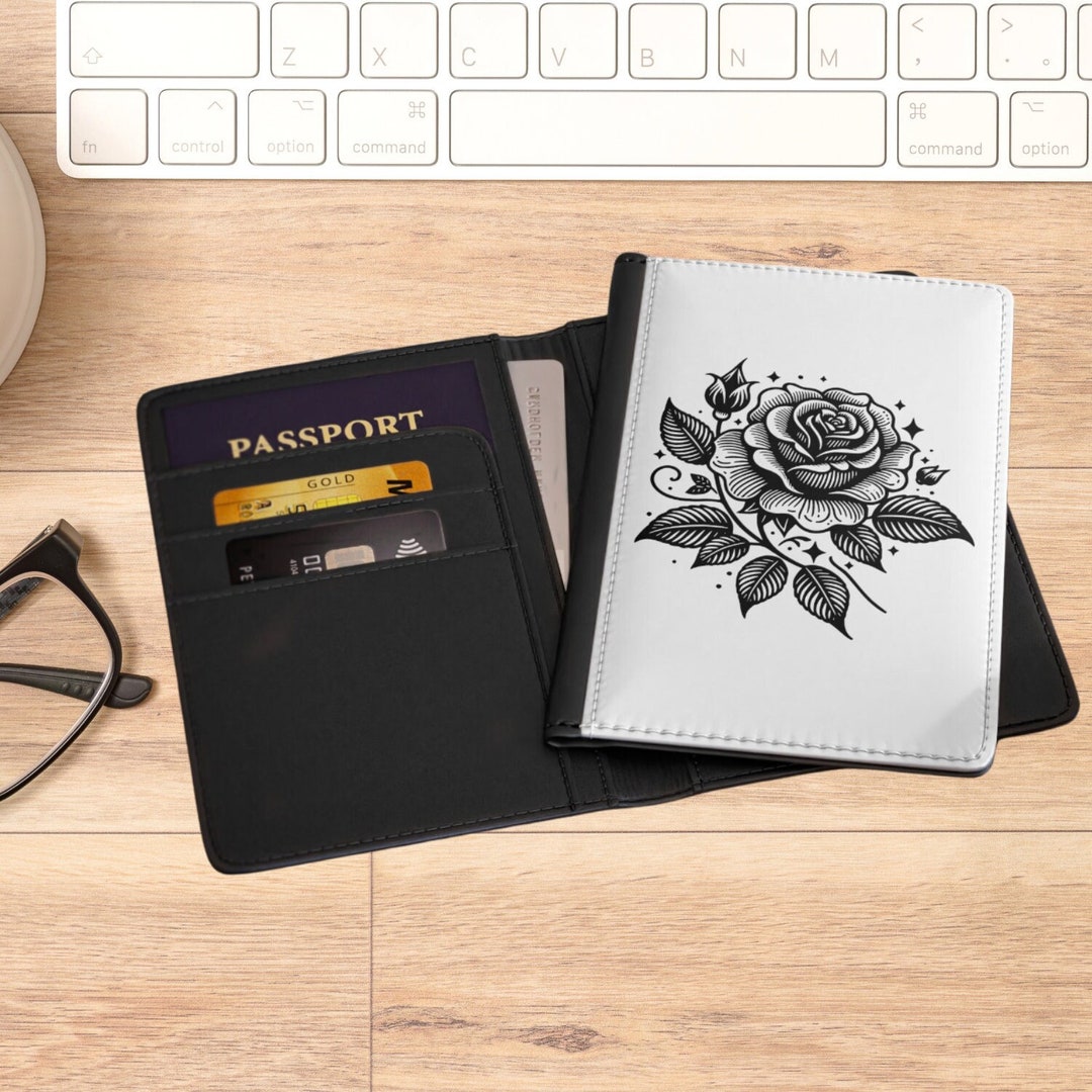 Gothic Rose Passport Cover Rose Passport Wallet Black White Goth ...
