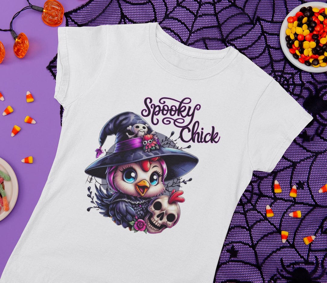 Spooky Chick Halloween Witch Chicken PNG for Sublimation and DTF, Chick ...