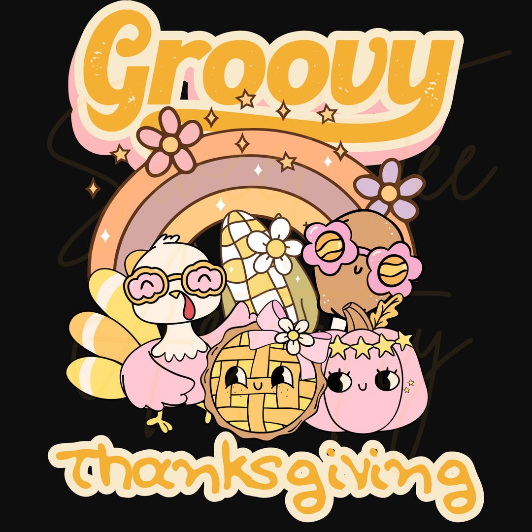 Groovy Retro Thanksgiving PNG for Kids - Funky and Fun - Groovy ...