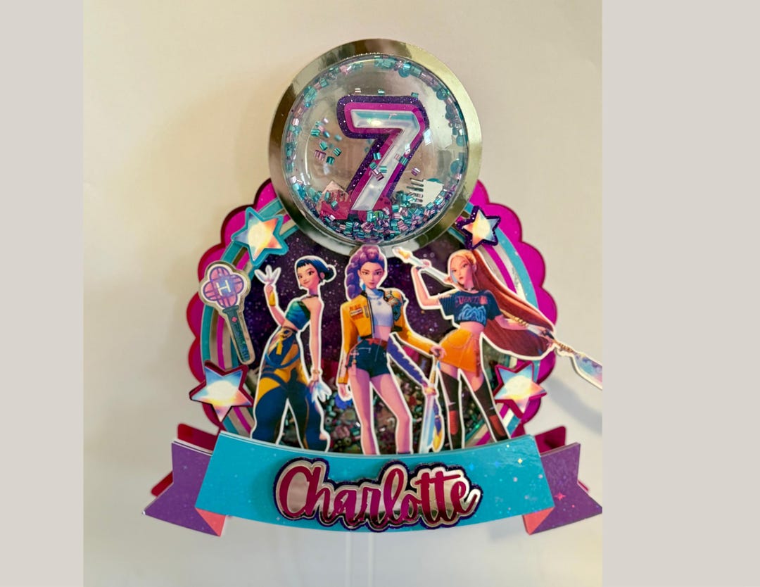 Custom K-pop Demon Hunters Shaker Cake Topper | Personalized Name & Age ...