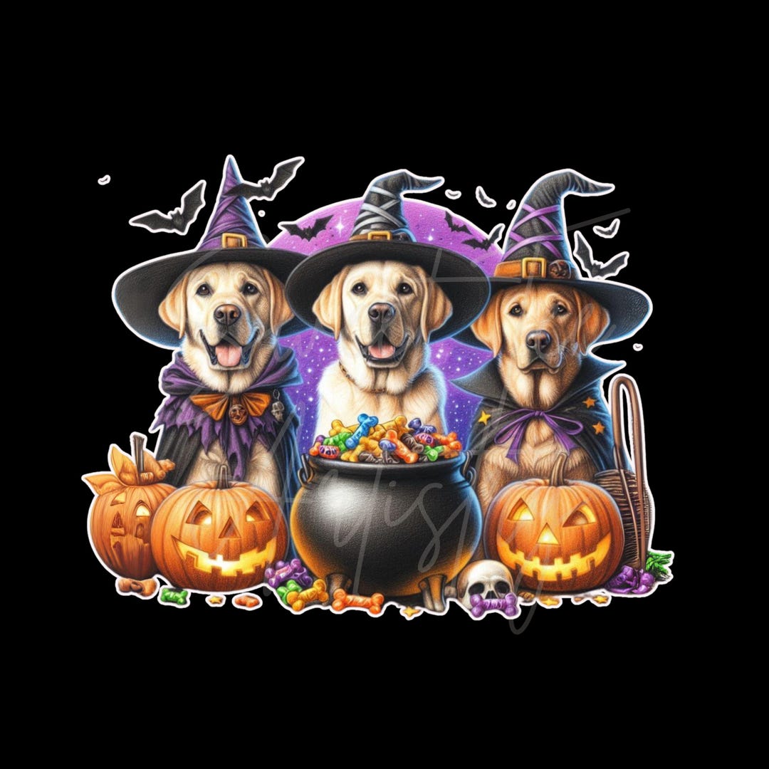 Yellow Lab Hocus Pocus Halloween PNG Bundle, Witch, Ghost Dog, Cute Boo ...
