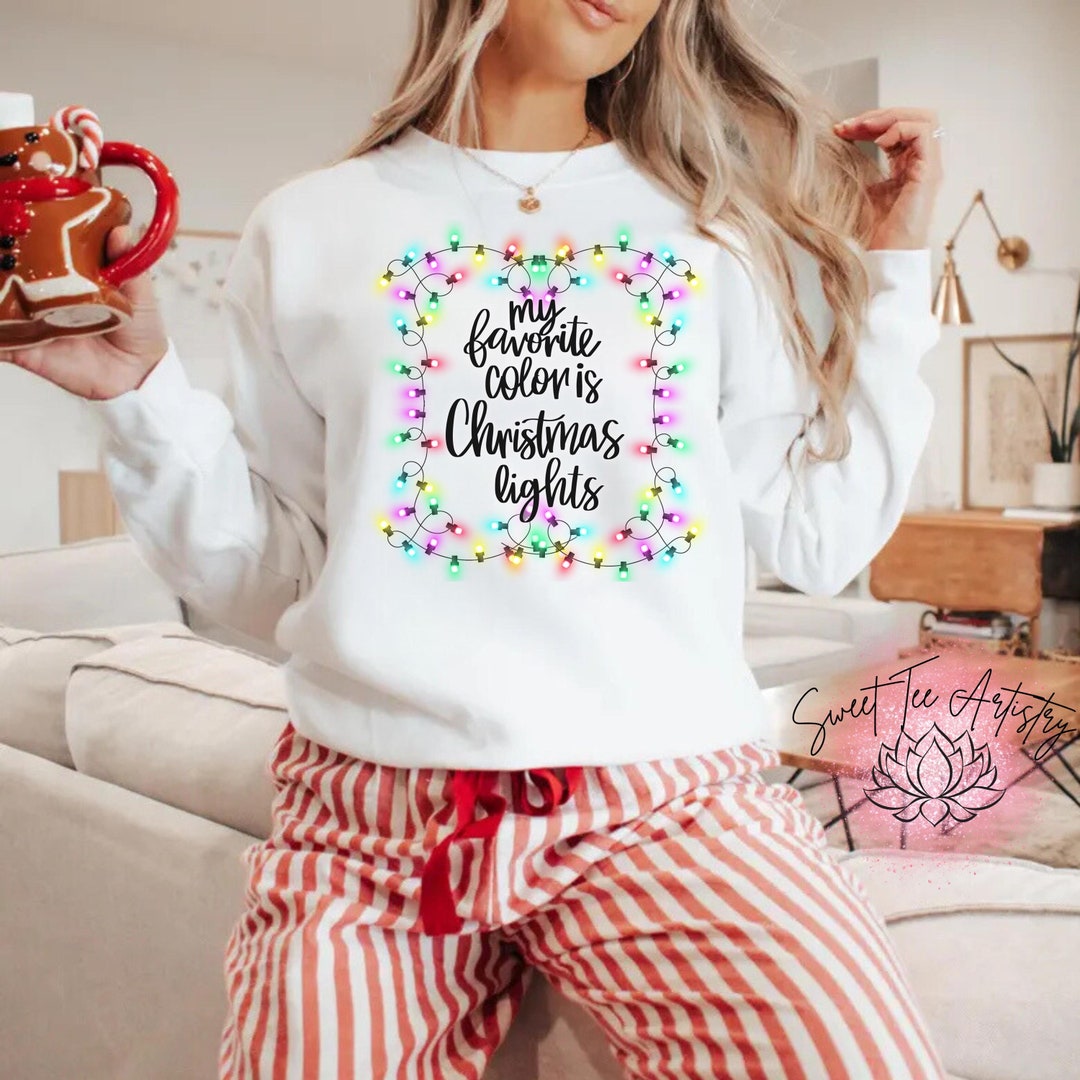 Cheerful Festive Christmas Shirt With Glowing Lights My Favorite Color ...