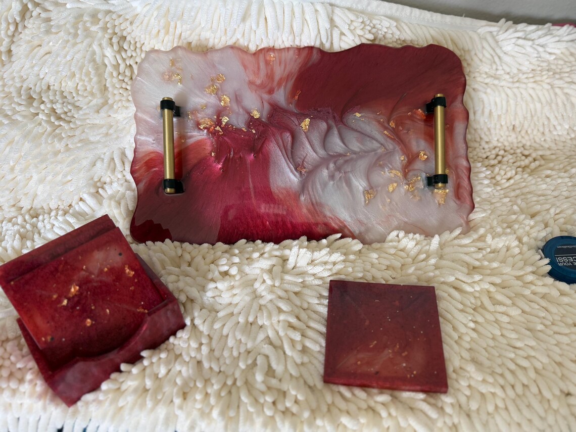Resin Epoxy Tray With Coasters - Etsy