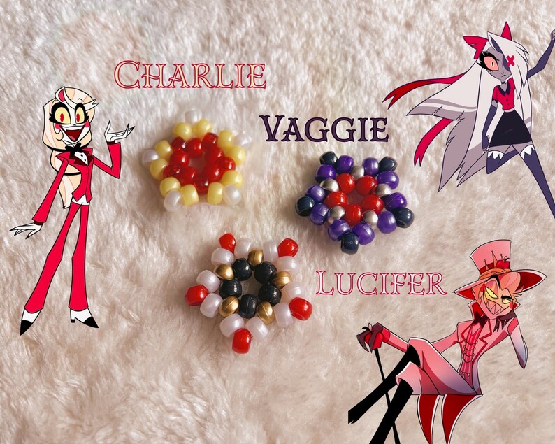 Hazbin Hotel Inspired Kandi Star Fidgets! Lucifer, Charlie, Vaggie ...