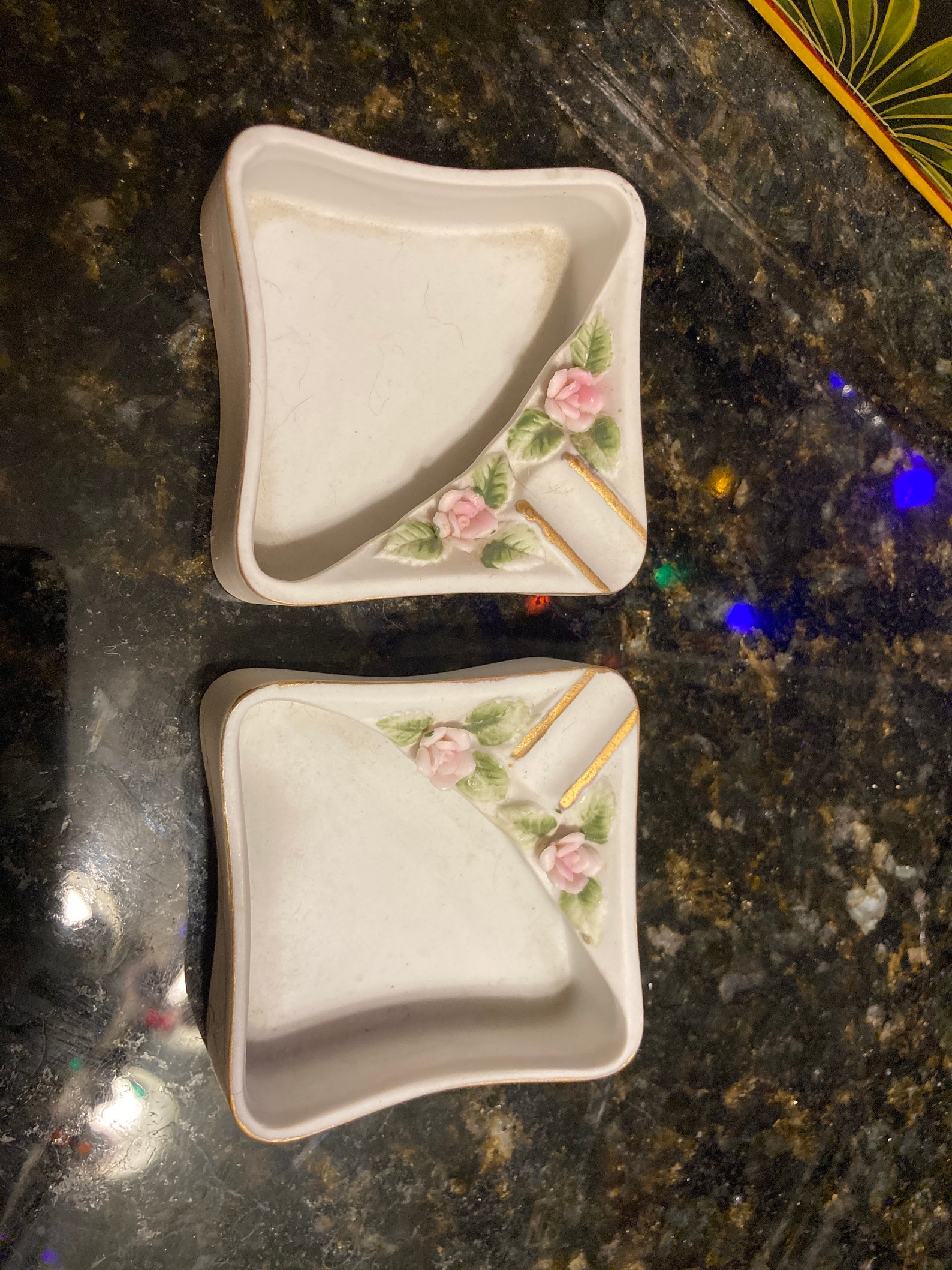 Set of 2 Vintage Rare Lefton Personal Bisque Rose With Gold Detail ...