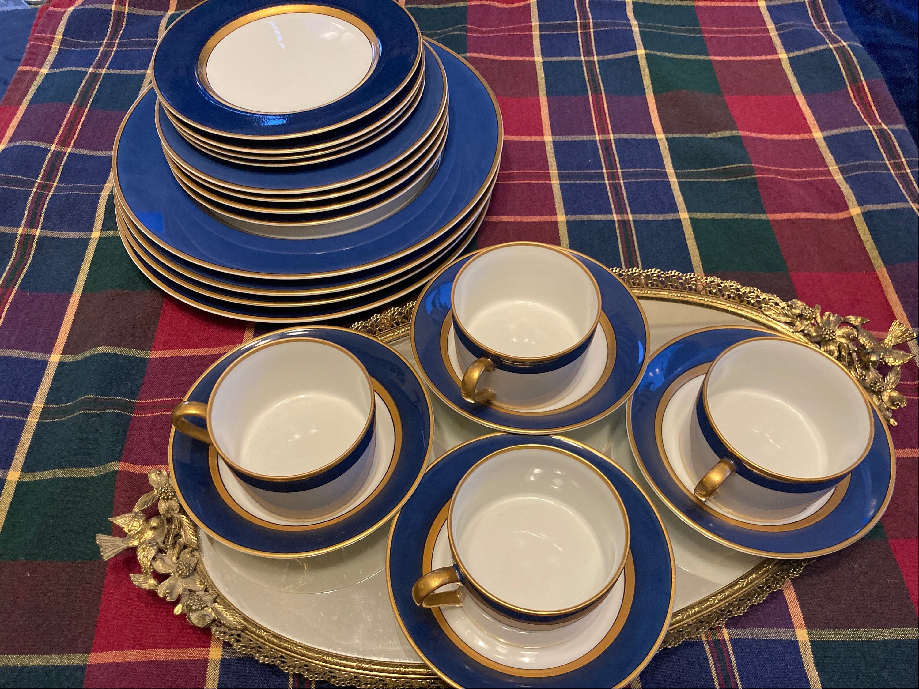 Vintage 1978 Fitz and Floyd Renaissance Cerulean Blue Dinnerware 20 ...