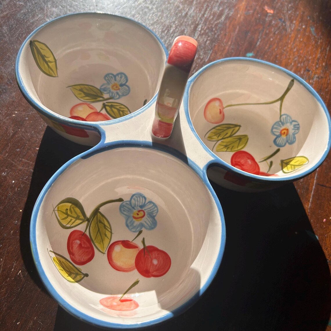 Cherry Blossom Divided Condiment Dish Serving Bowls With Handle by ...