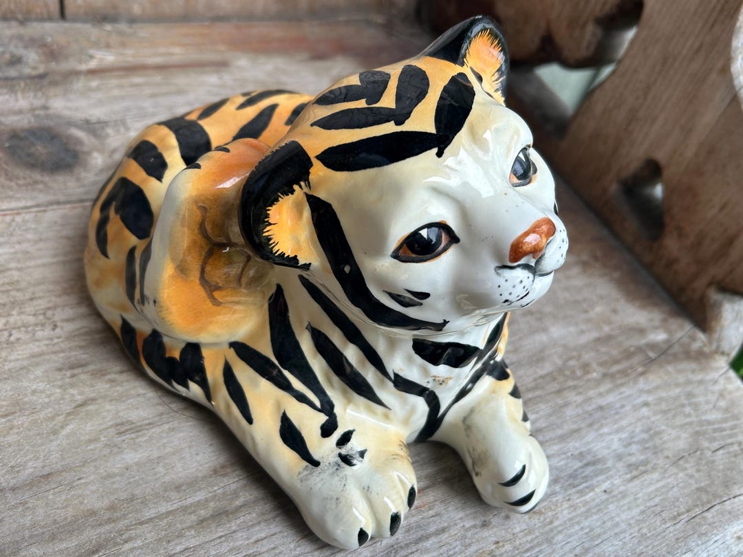 MCM Ceramic Baby Tiger Cub Figurine - Japan Animal Decor - Etsy