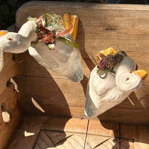 Pair of Paper Maché Geese Retro Table Centerpiece Geese Themed Party ...