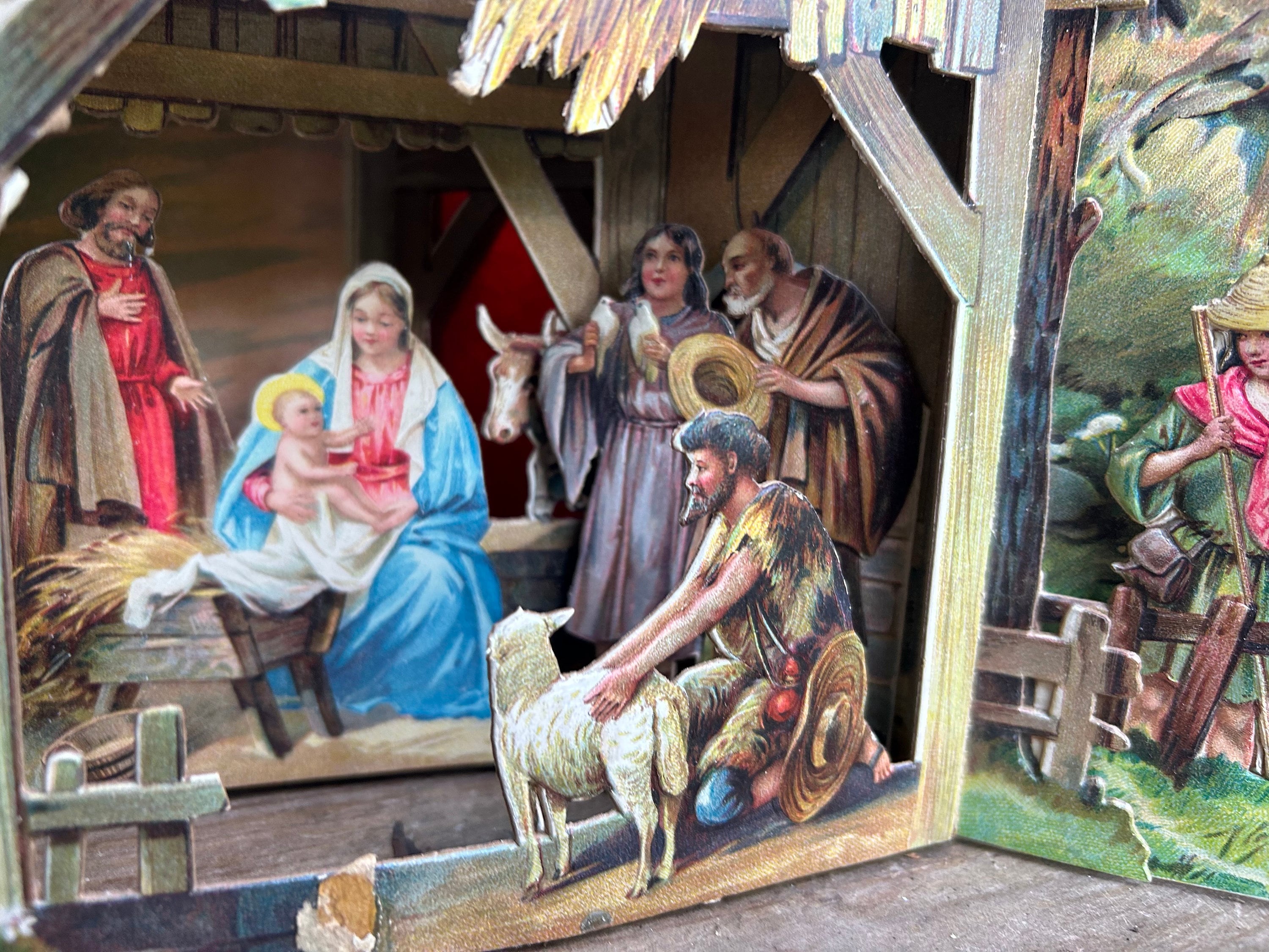 Antique German Christmas Nativity Scene Creche 3D Cardboard - Etsy