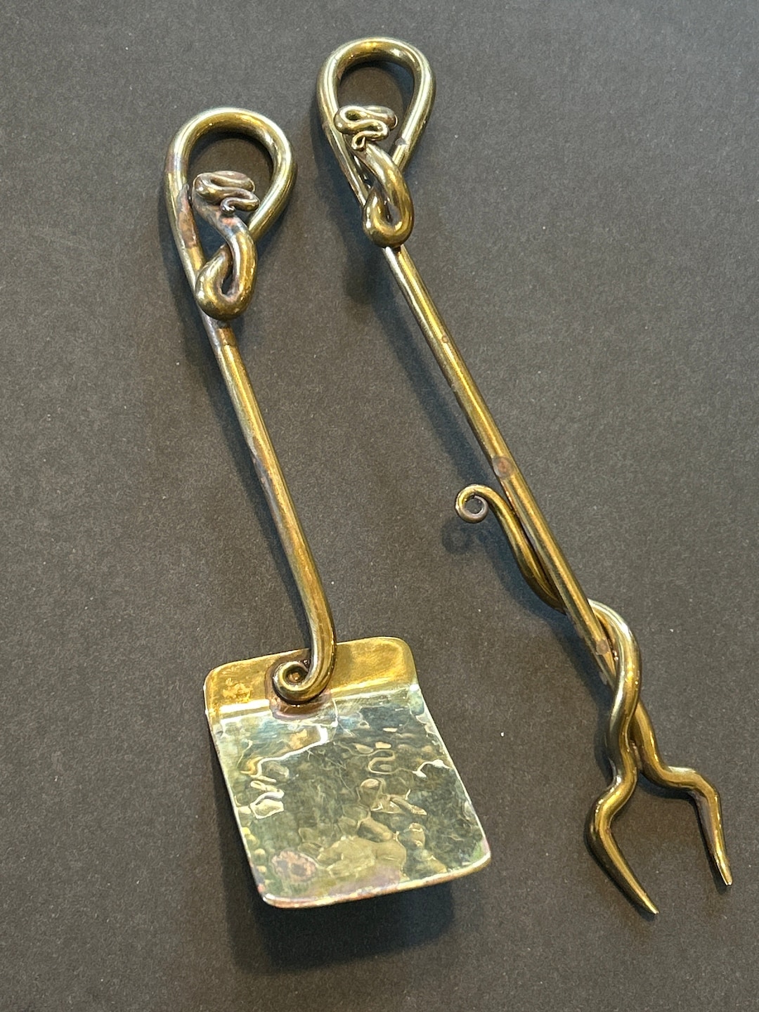 Utensil Set Signed Joe Spoon 1994 One of a Kind Brass Hand Wrought Fork ...