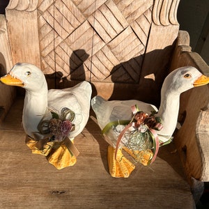 Pair of Paper Maché Geese Retro Table Centerpiece Geese Themed Party ...