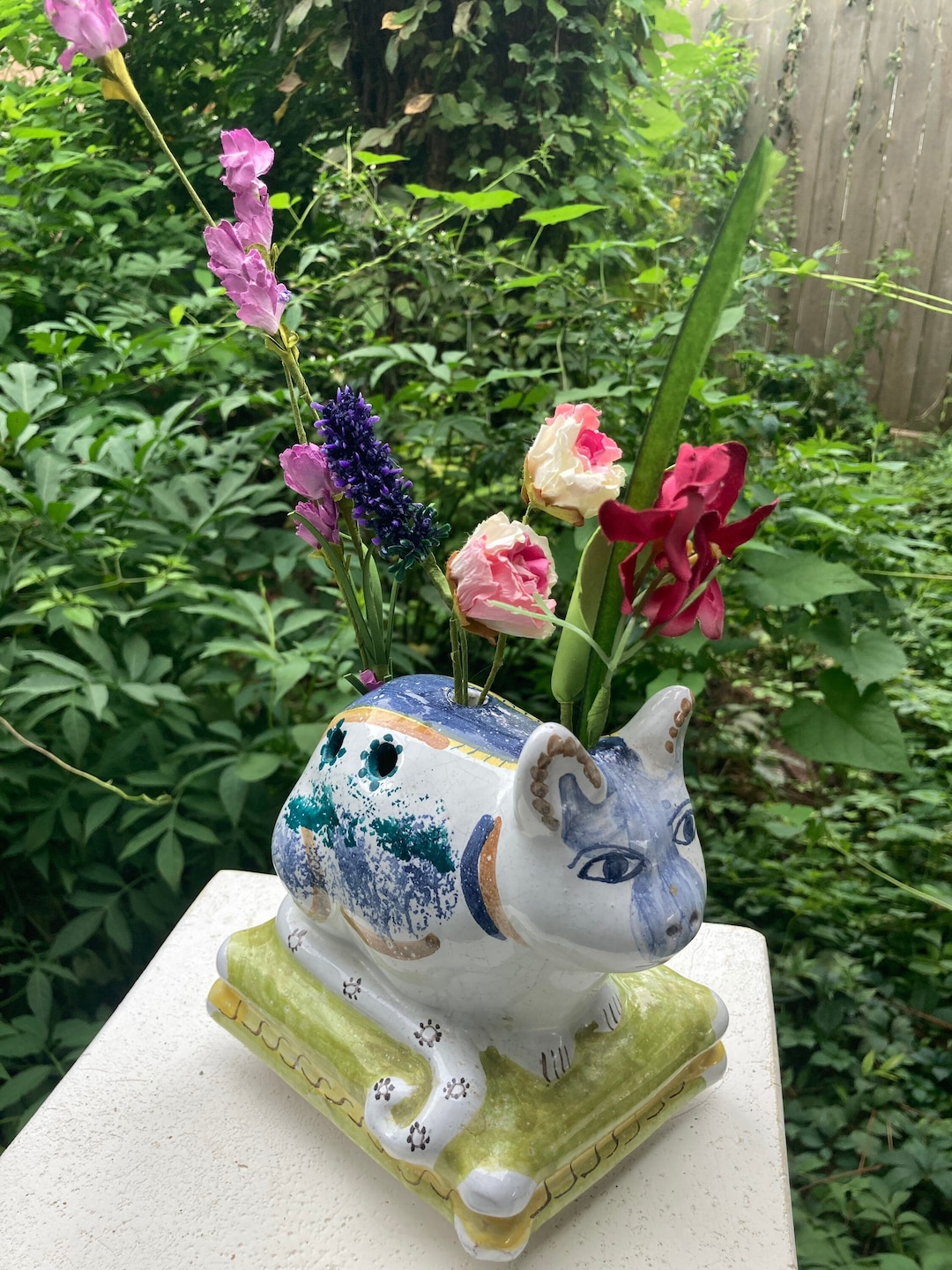 Vtg Portuguese Kitty Cat Flower Frog, Signed by Artist, Cat Lovers ...