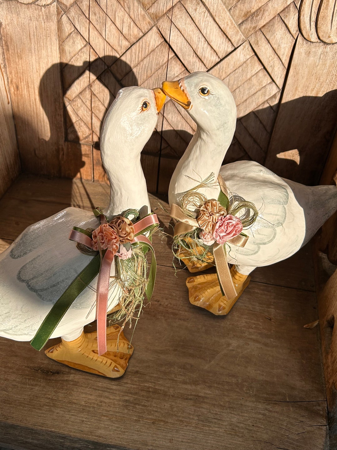 Pair of Paper Maché Geese Retro Table Centerpiece Geese Themed Party ...