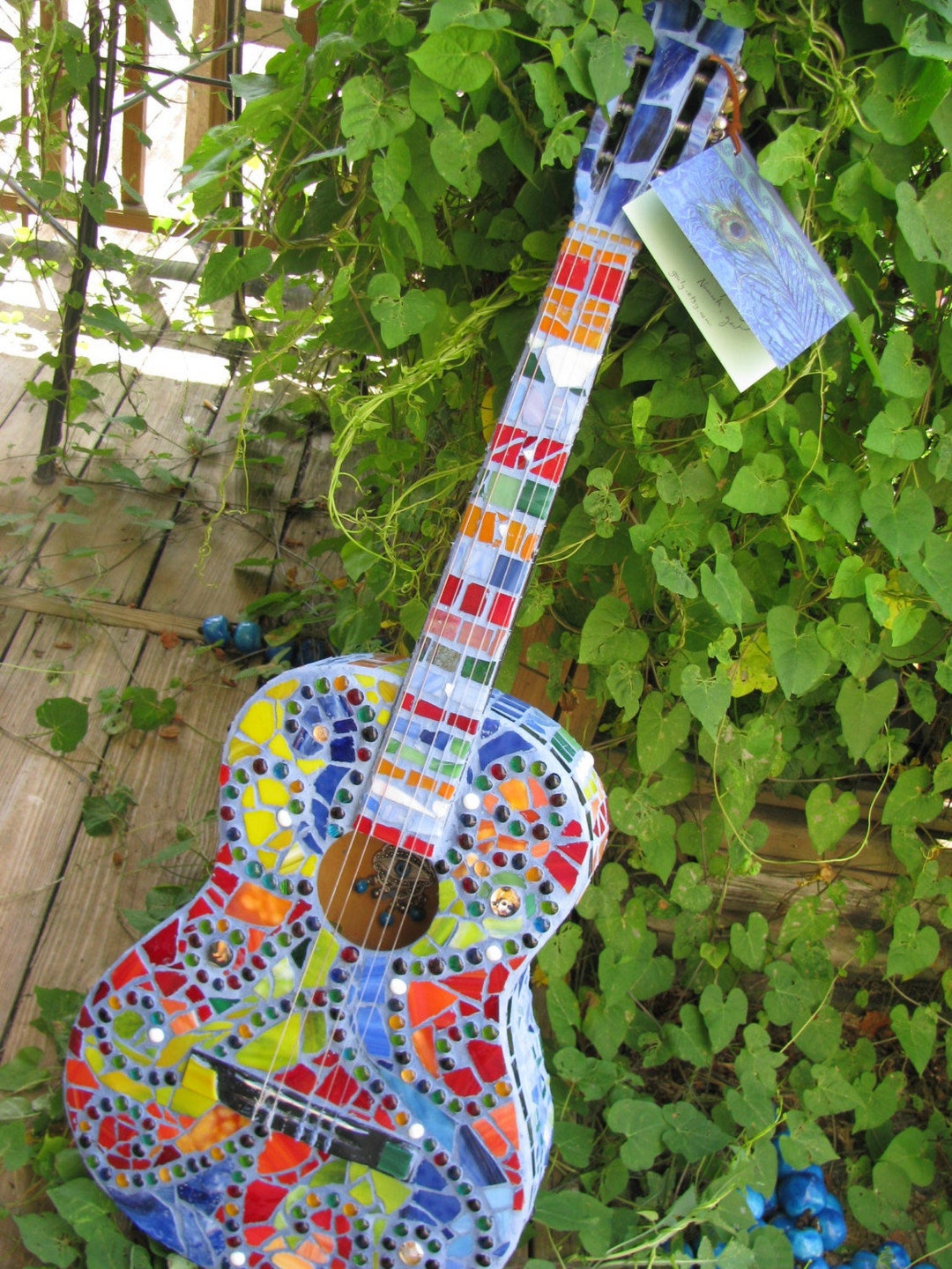 Italian Glass Mosaic Guitar Full Sized Hand Crafted ~ Fit for a King or ...
