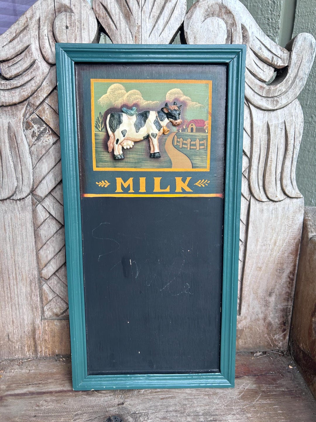Folk Art Milk Cow Chalkboard Vintage Dimensional Handpainted Wall ...