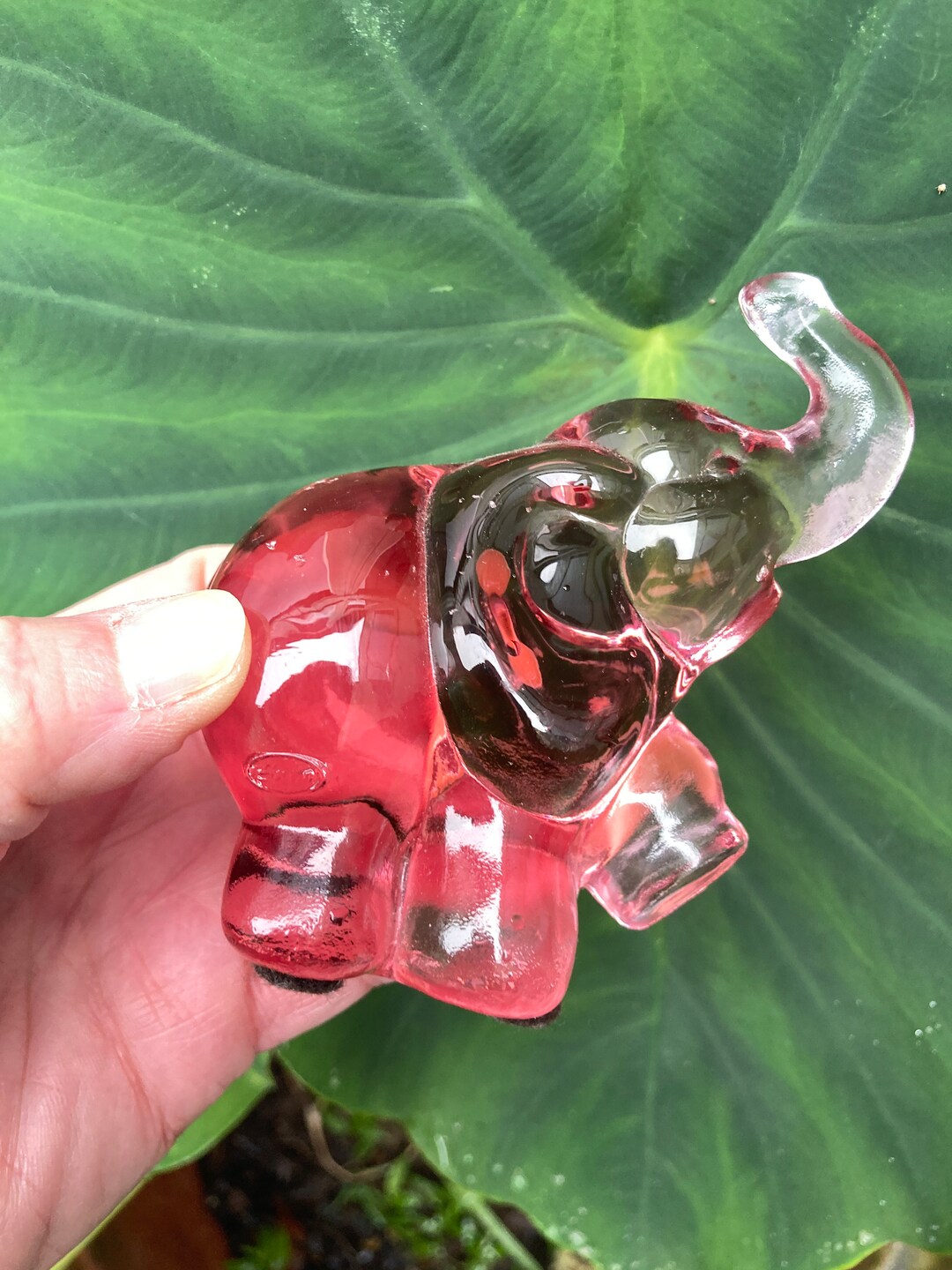 Fenton Glass Rose Pink Elephant Trunk up Impressed Fenton Logo - Etsy