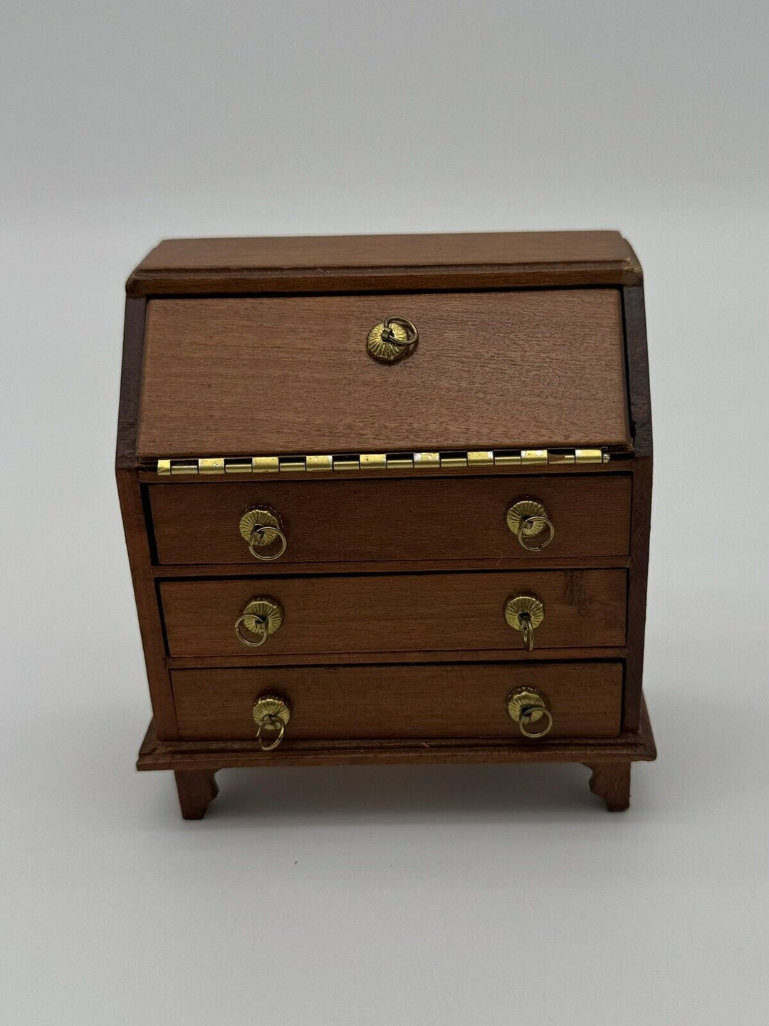 Vintage Shackman Miniature Dollhouse Furniture Writing Desk W 3 Drawers ...