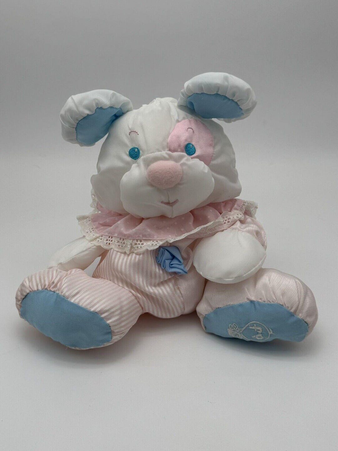 Vintage Fisher Price Puffalump Puppy Dog Pink Blue & White With Logo on ...