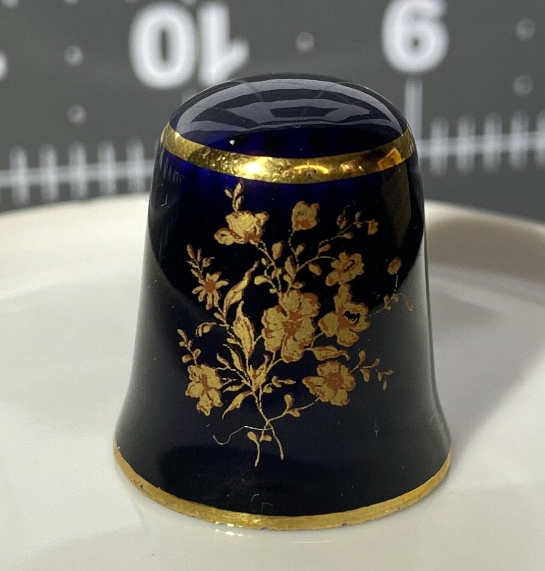 Limoges Blue Cobalt & Gold Cherry Blossom Souvenir Thimble Porcelain - Etsy
