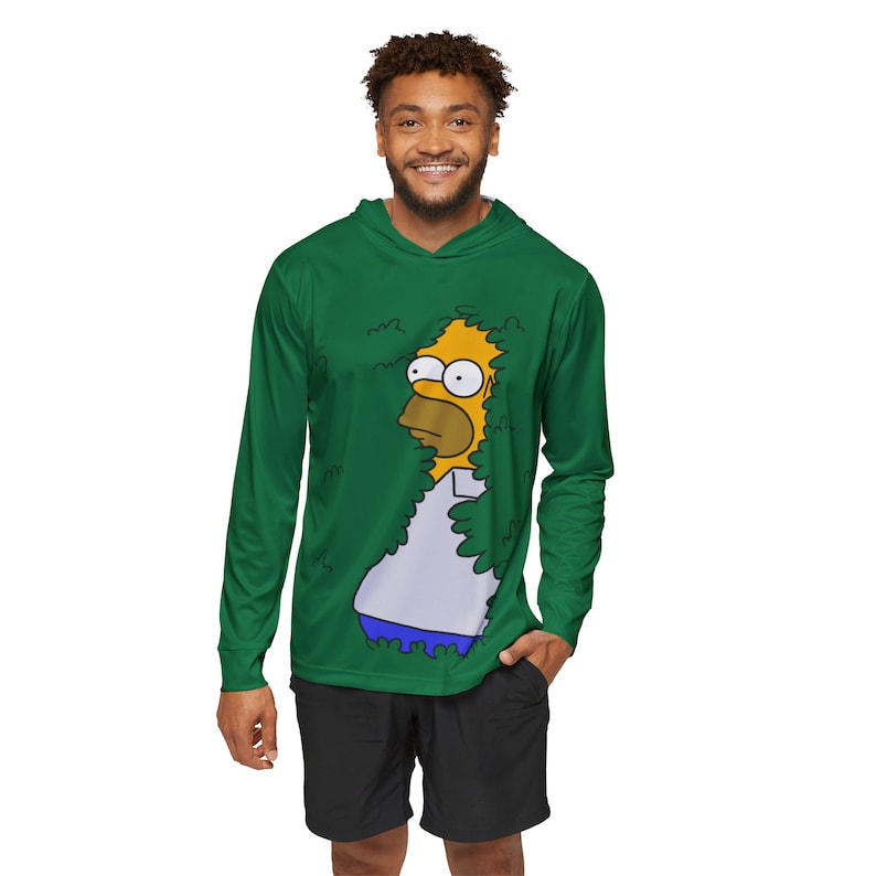 Homer Simpson Backs Into Bushes Meme Green Hoodie Outdoors Sun ...