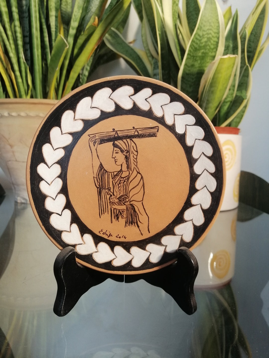 Terracotta Plate Decorated by Hand With Grecian Motifs - Etsy