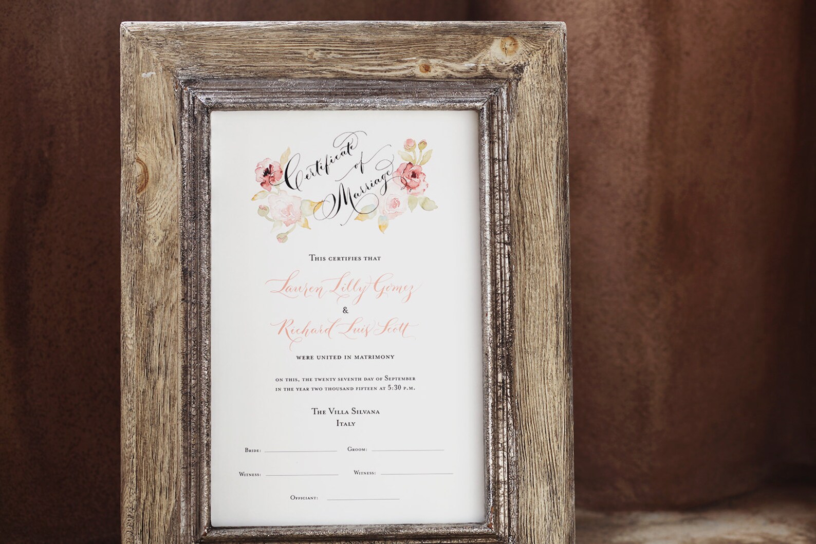 Custom Marriage Certificate Wedding Certificate Pink Wedding - Etsy