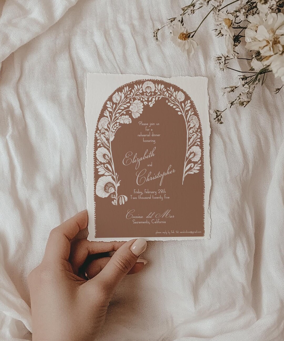 Floral Arch Rehearsal Dinner Invitation: Mocha Mousse Template (digital ...