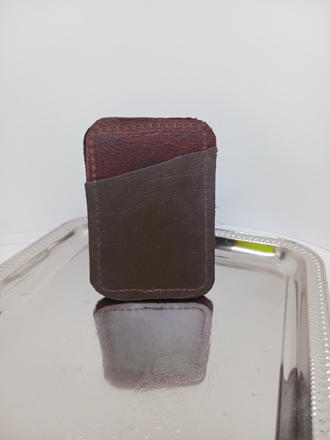 Handmade Simple Brown Leather Card Wallet - Etsy