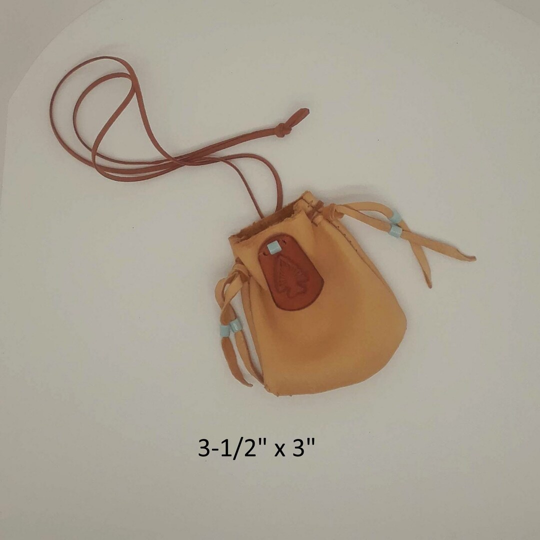 Handmade, Deerskin Leather, Amulet, Medicine Pouch, Arrowhead Motif ...