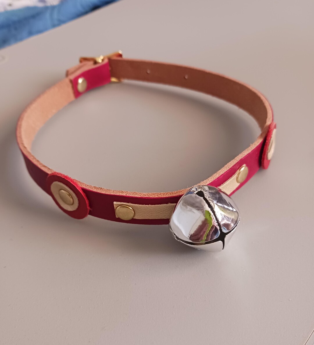 Holiday Decorative Leather Jingle Bell Animal Dog Collar Jolly Circles ...