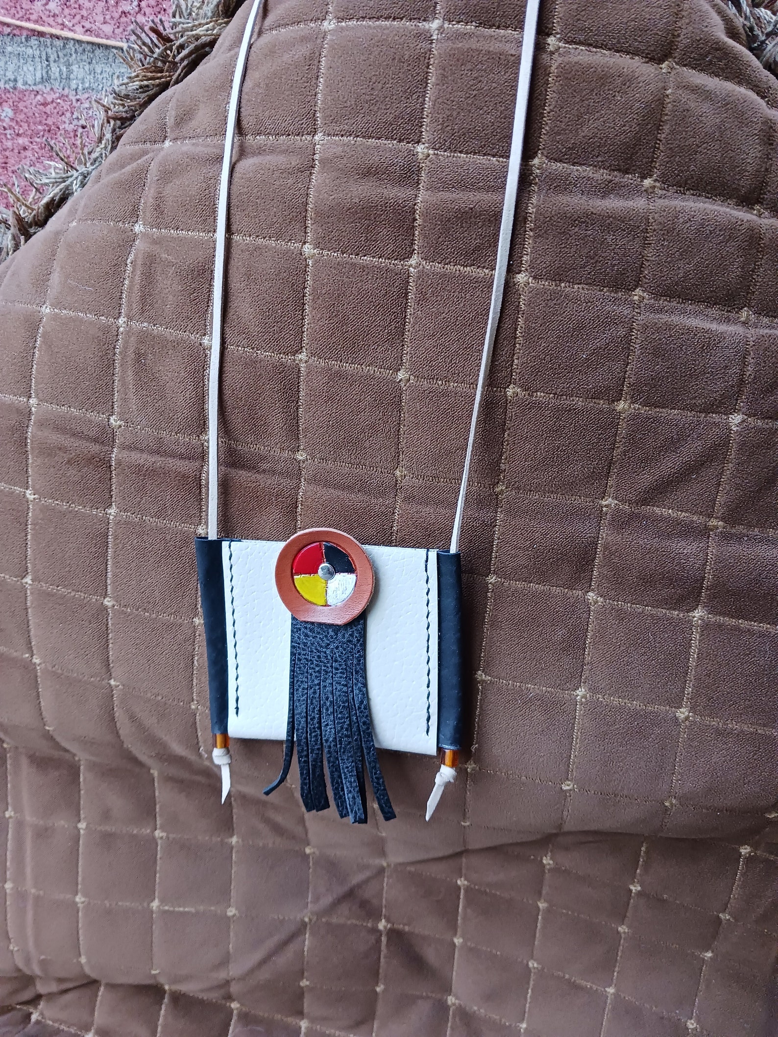 Sleek Mod Handmade Leather Amulet Pouch Medicine Wheel Motif - Etsy