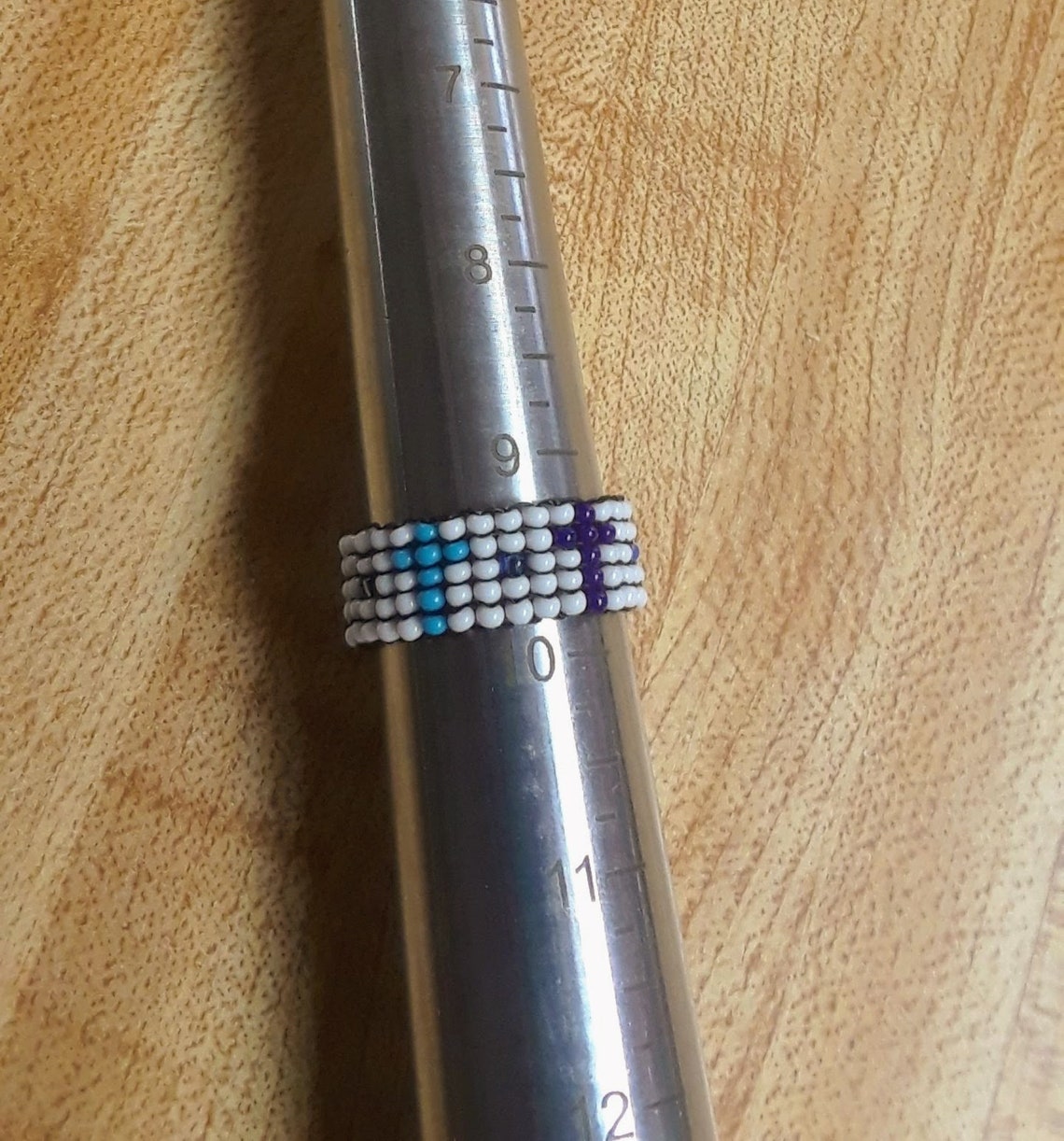 Handmade Seed Bead Finger Jewelry Band Ring With Cross Motif Size 9.5 ...