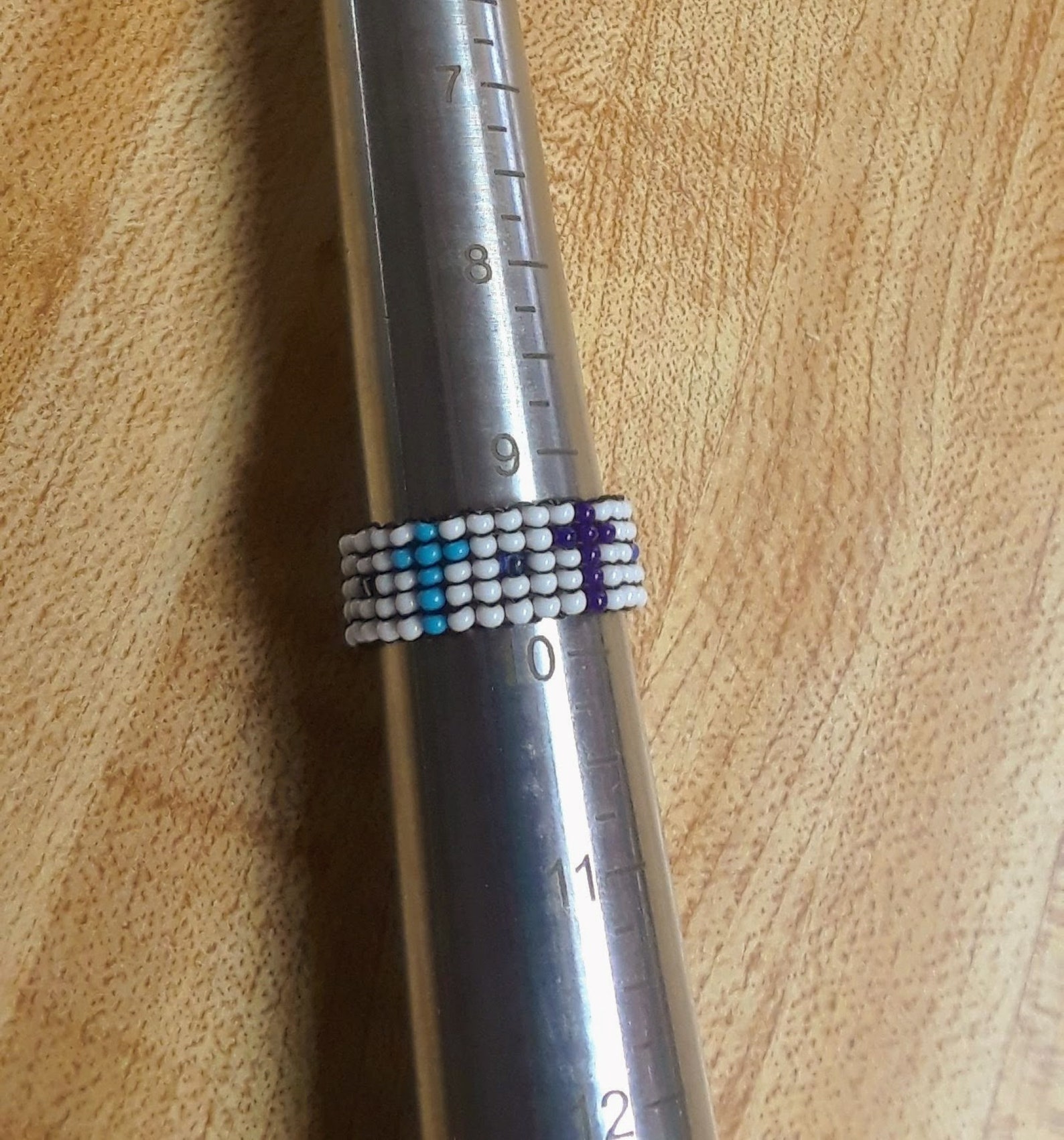 Handmade Seed Bead Finger Jewelry Band Ring With Cross Motif Size 9.5 ...