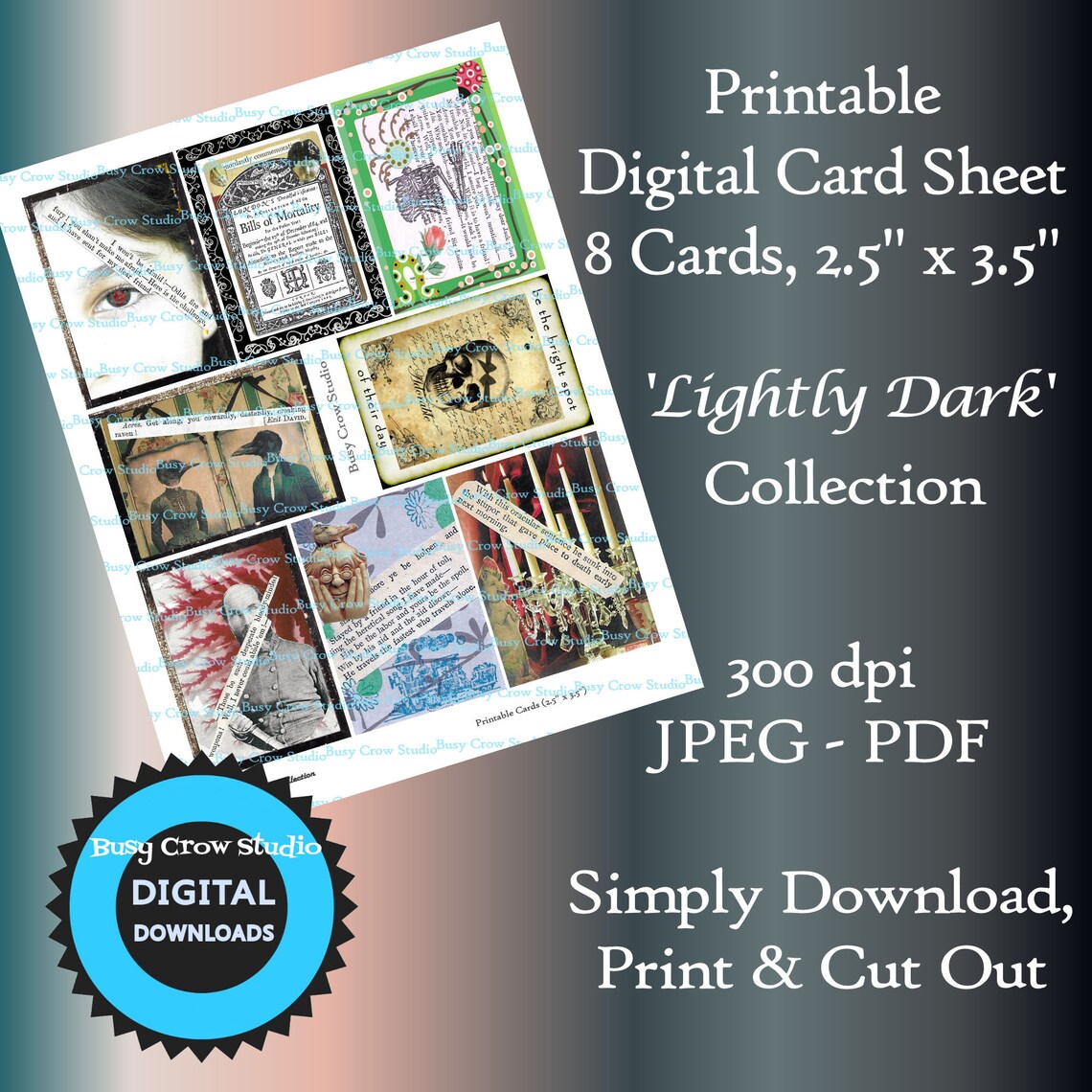 ATC Card Size Images Printable Digital Download Collage Sheet | Etsy
