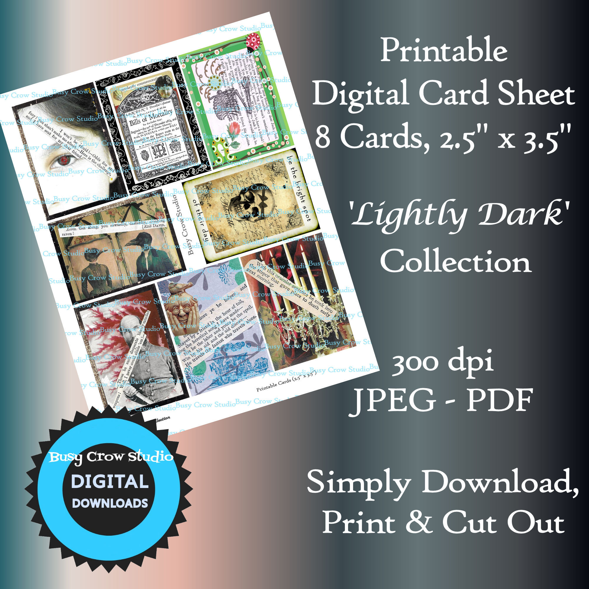 ATC Card Size Images Printable Digital Download Collage Sheet | Etsy