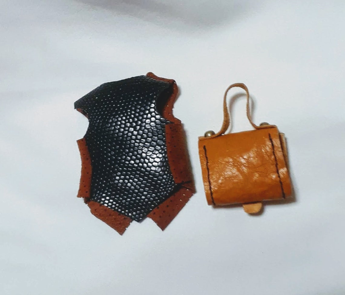 Leather and Snakeskin Vest With Leather Handbag for Blythe - Etsy