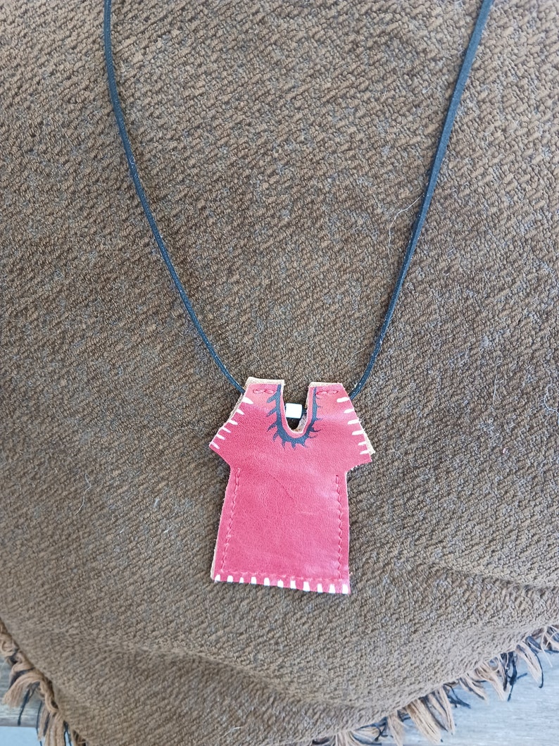 Handmade Red Dress Leather Amulet Pouch Necklace MMIW - Etsy