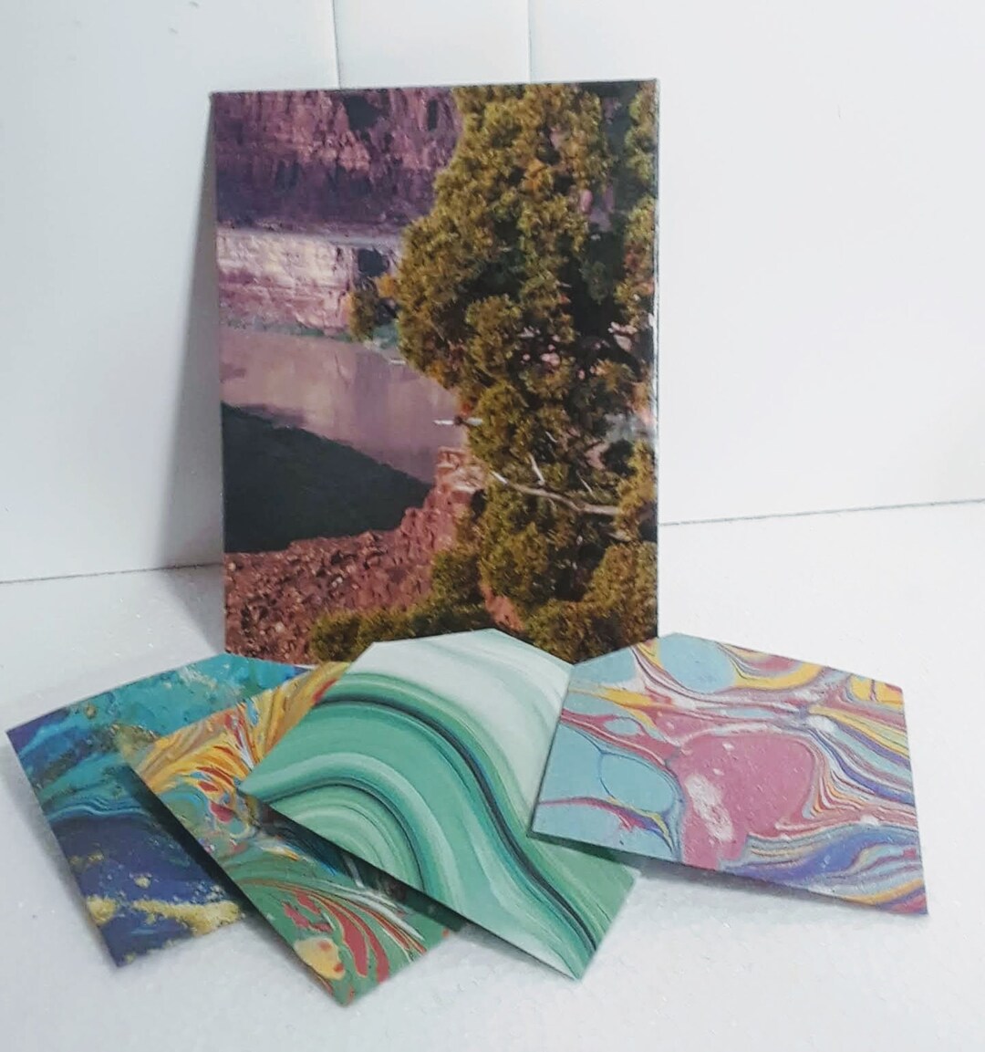 Set of 4 Folded Paper Corner Bookmarks With Swirl Pattern in Recycled ...